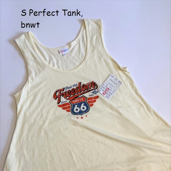 LuLaRoe | Tops | Small Lularoe Perfect Tank Cream With Route 66 And ...